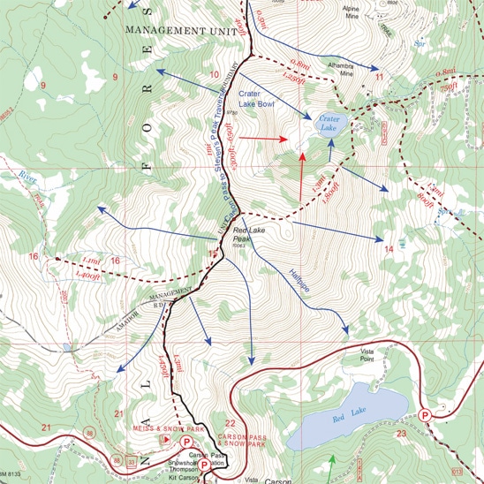 Backcountry Skiing and Ski Touring Maps - Lake Tahoe: Carson Pass